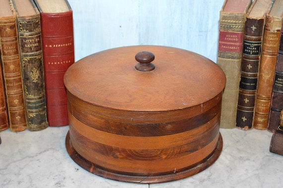 Antique Treenware Box Round Wood Storage Kitchen Bread Turned - Etsy