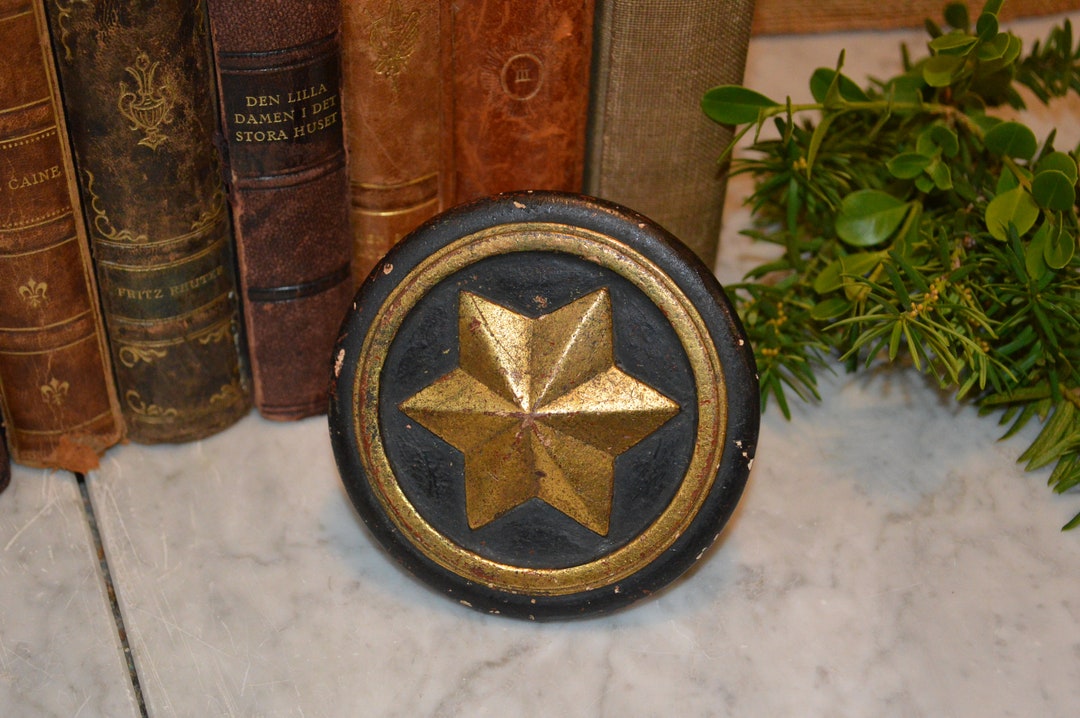 Antique French Tie Back Plaster Drapery Black Gold Star Shower Curtain ...