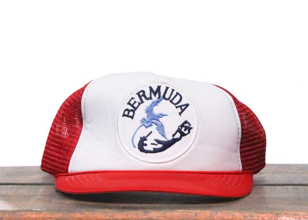 Vintage Trucker Hat Snapback Baseball Cap Bermuda Tropical Island Beach ...