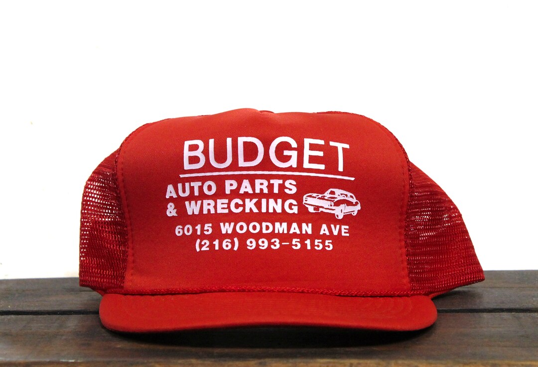Vintage Budget Auto Parts & Car Wrecking Trucker Hat Snapback Baseball ...