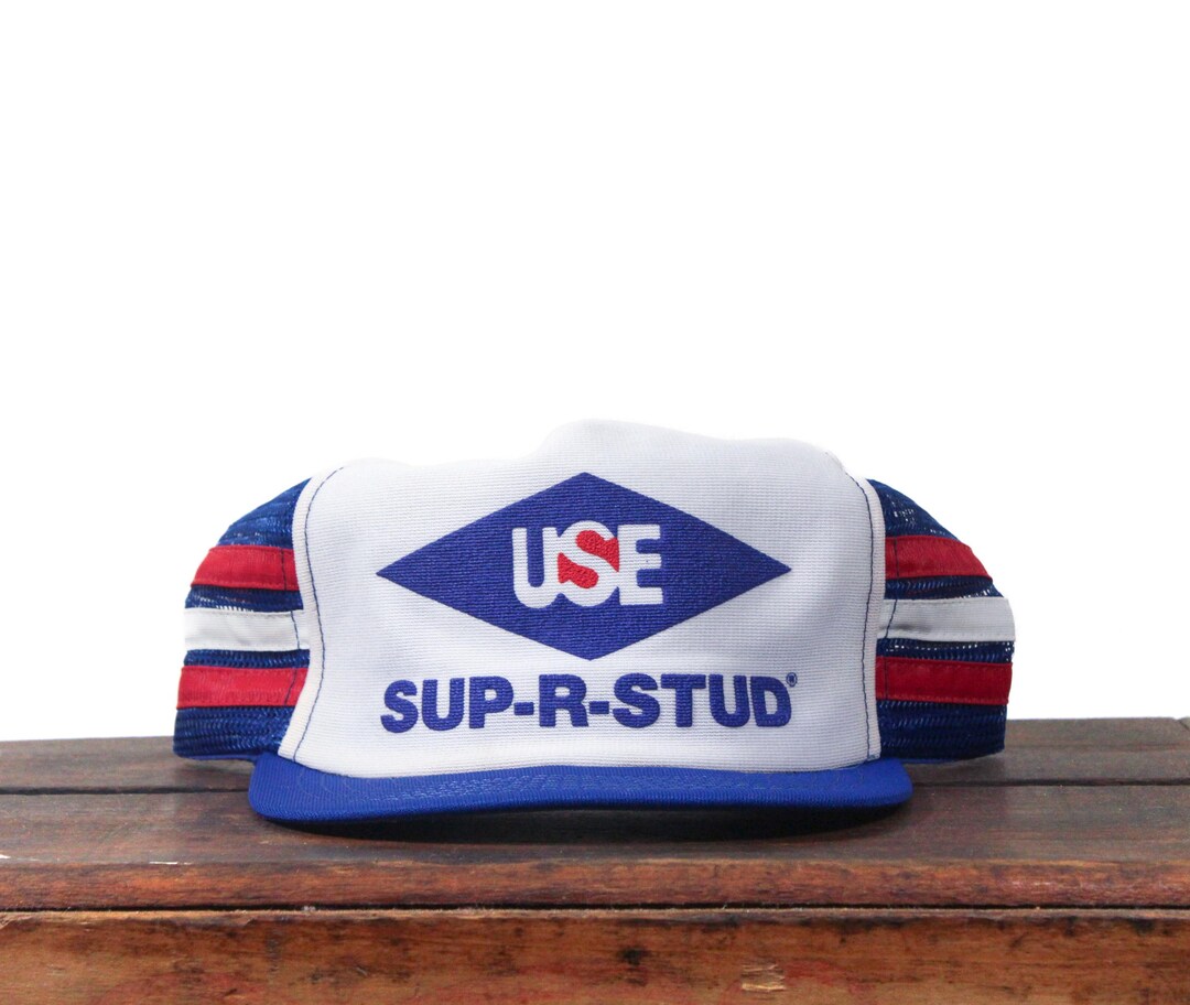 Vintage 3 Stripe Trucker Hat Snapback Baseball Cap Unitech USE Sup-r ...