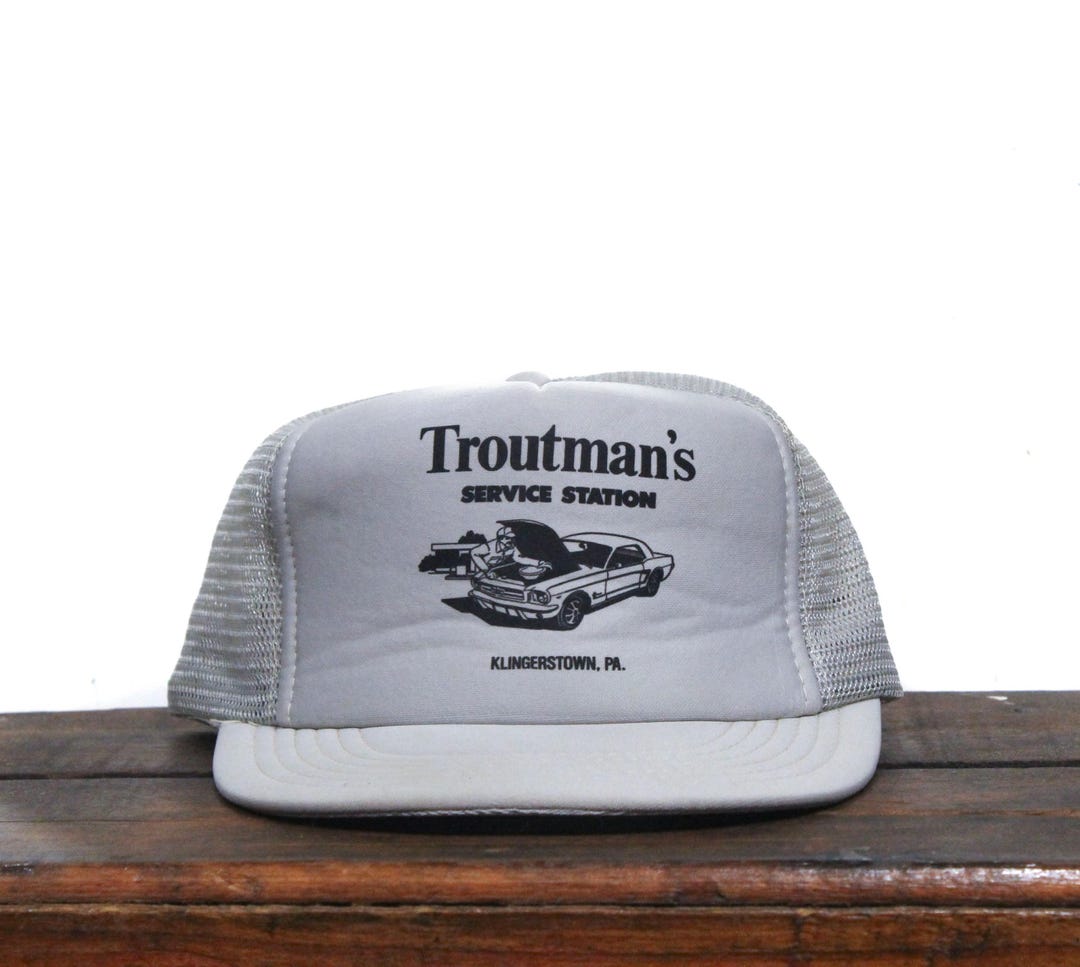 Vintage Snapback Trucker Hat Baseball Cap Troutman's Service Station ...