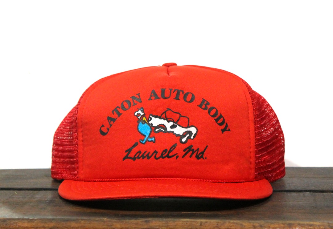 Vintage Trucker Hat Snapback Baseball Cap Caton Auto Body Shop Paint ...