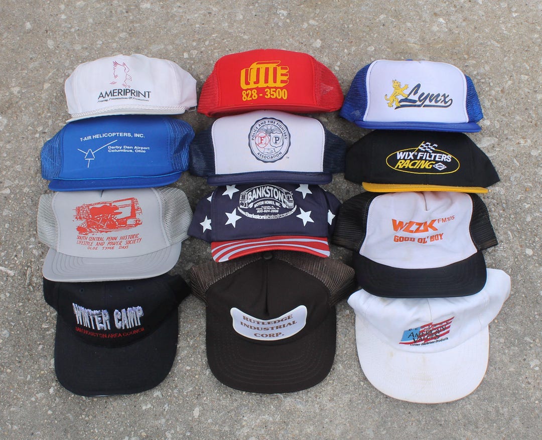 Vintage Trucker Hat Variety Pack One Dozen Random Snapback Baseball ...