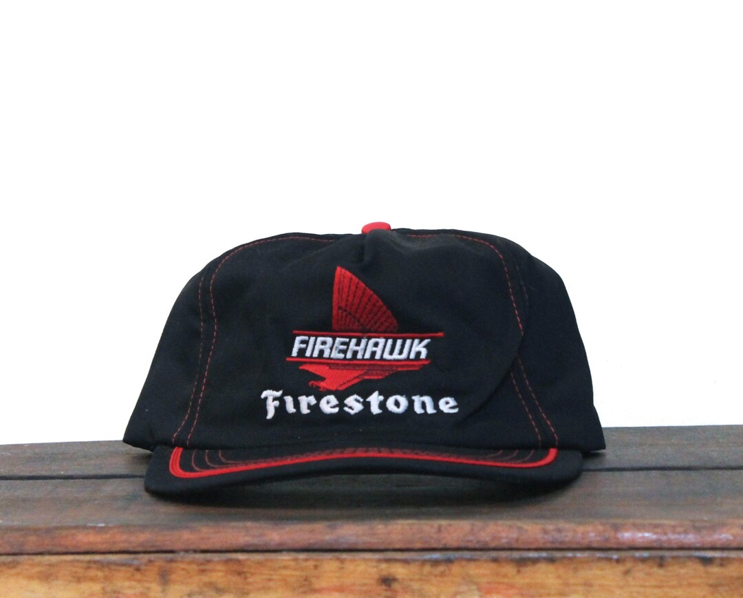 Vintage 80s Firestone Tires Firehawk Racing Mechanic Garage Trucker Hat ...