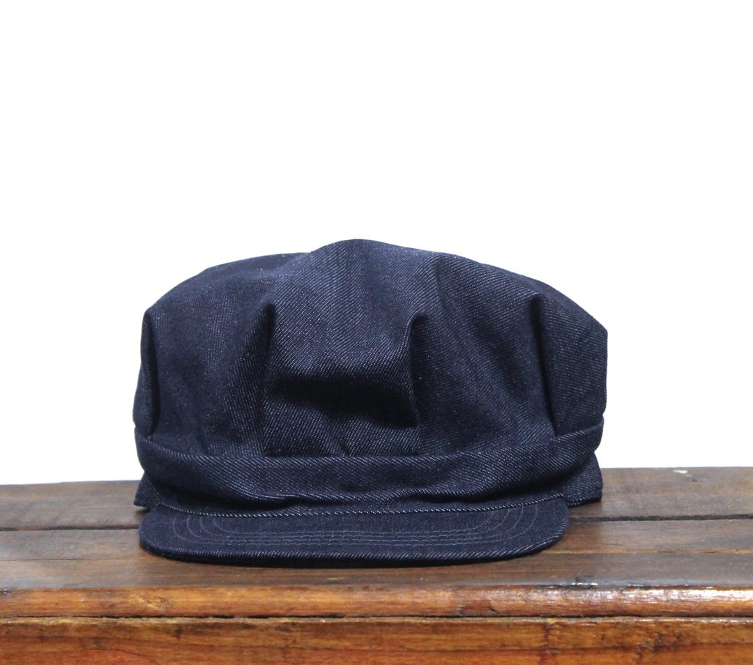 Vintage Small Dark Wash Denim Train Engineer Hat Jean Cap Trucker S 6 5 ...