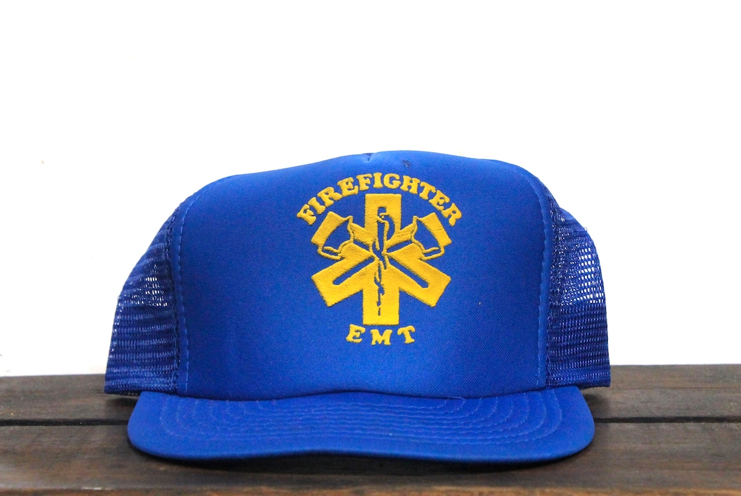Vintage Trucker Hat Snapback Baseball Cap City Firefighter EMT First ...