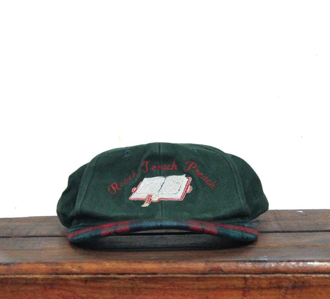 Vintage 90s Snapback Hat Baseball Cap Reach Teach Preach Religion ...