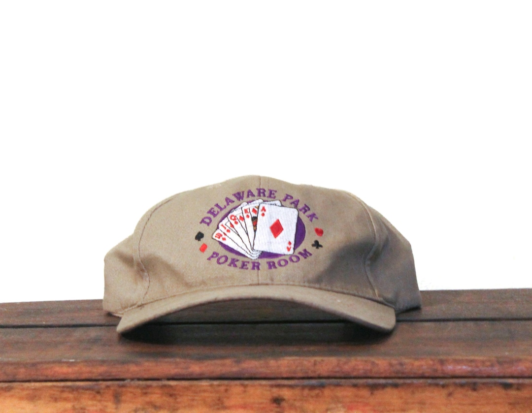 Vintage 90s Strapback Hat Baseball Cap Delaware Park Poker Room Cards ...
