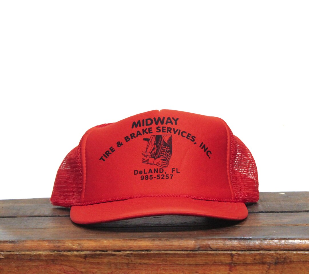 Vintage Trucker Hat Snapback Baseball Cap Midway Tire & Brake Service ...