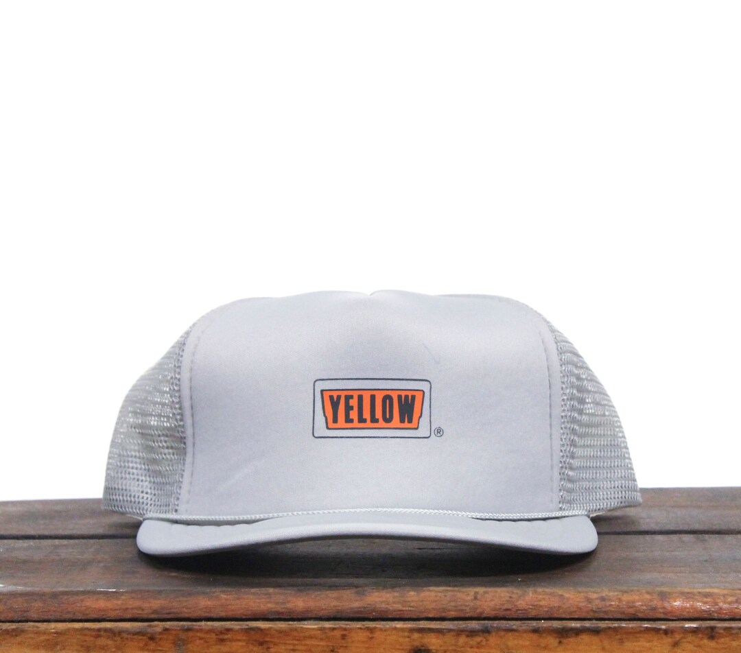 Vintage Trucker Hat Snapback Baseball Cap Yellow Freight Trucking ...