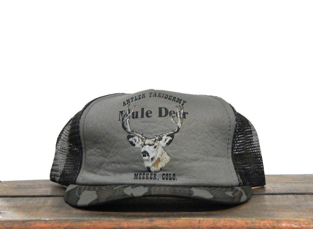 Vintage Camo Trucker Hat Snapback Baseball Cap Mule Deer Antler ...