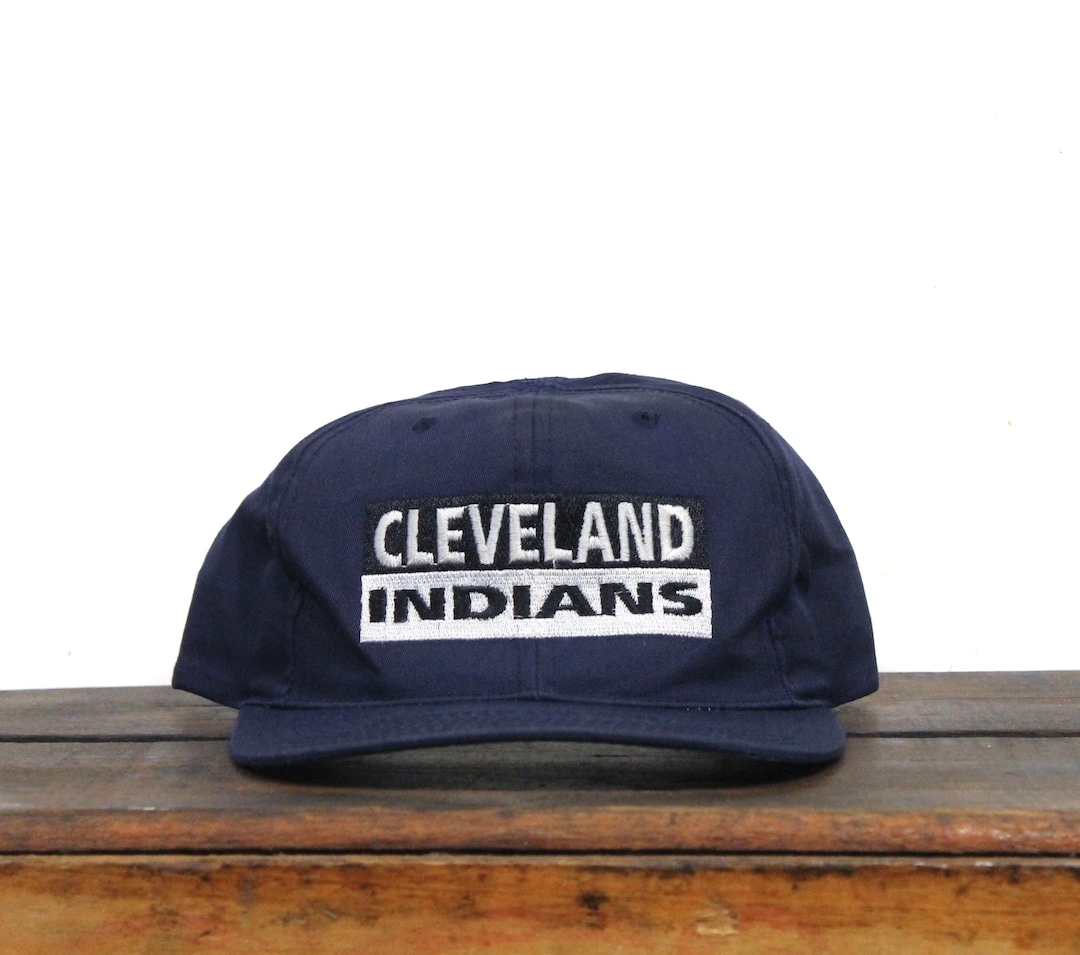 Vintage 90s Cleveland Indians Ohio MLB Team Snapback Hat Baseball Cap ...