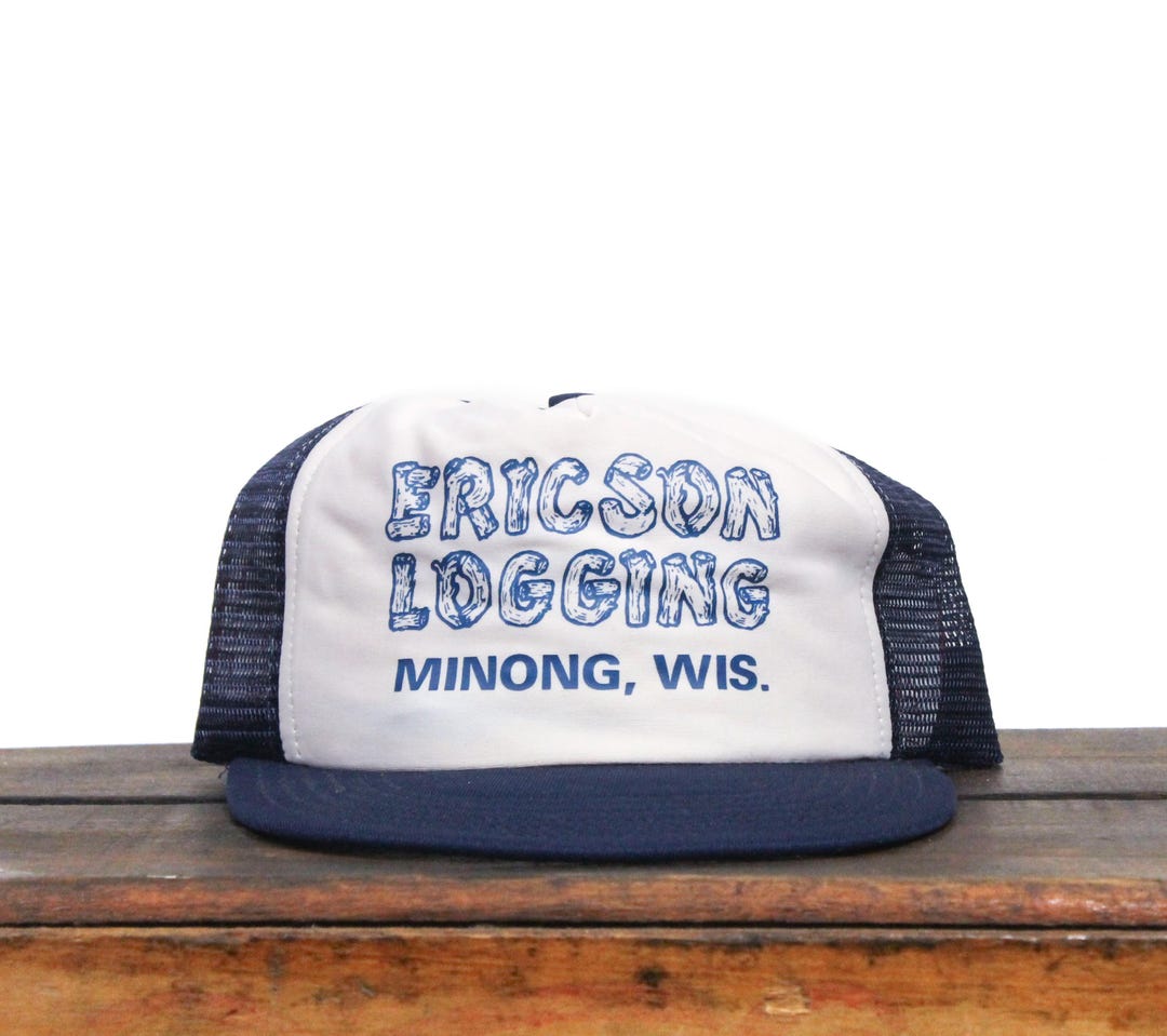 Vintage Distressed Snapback Trucker Hat Baseball Cap Ericson Logging ...