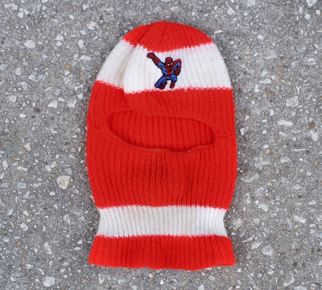 Vintage 80s Small Spiderman Full Face Balaclava Pullover Robber Ski ...