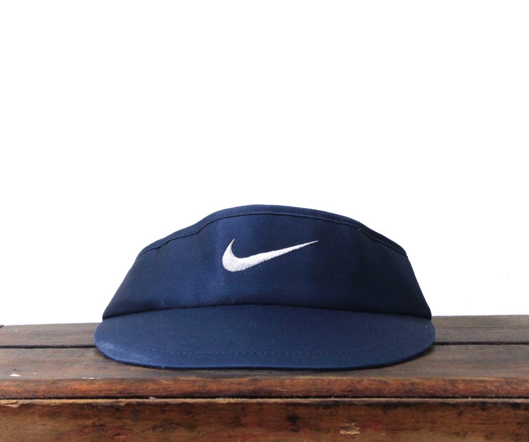 Vintage 80 Nike Golf Swoosh Logo Wide Brim Sun Visor Hat Strapback ...