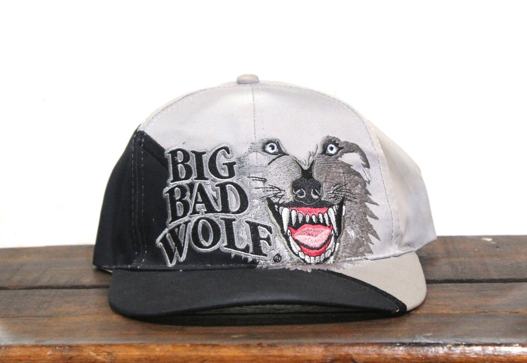 Vintage 90s Snapback Hat Baseball Cap Colorblock Big Bad Wolf Roller ...
