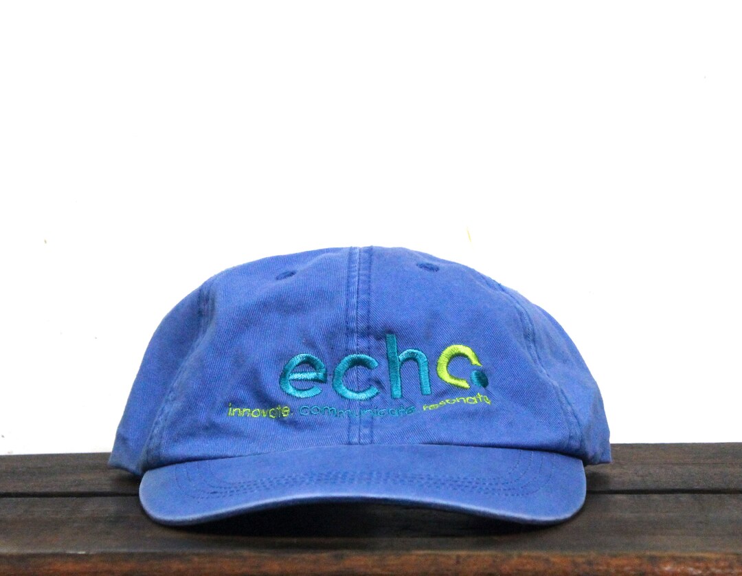 Vintage Washed Out Blue Echo Logo Unstructured Strapback Hat Baseball ...