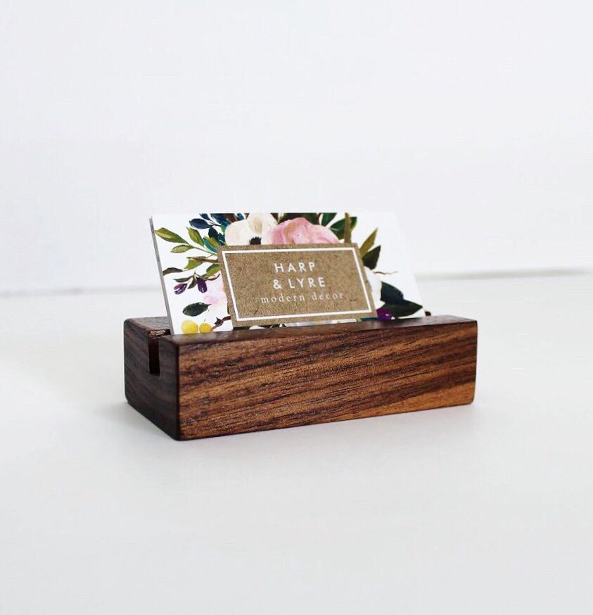 Walnut Wood Business Card Holder Business Cards Wooden | Etsy