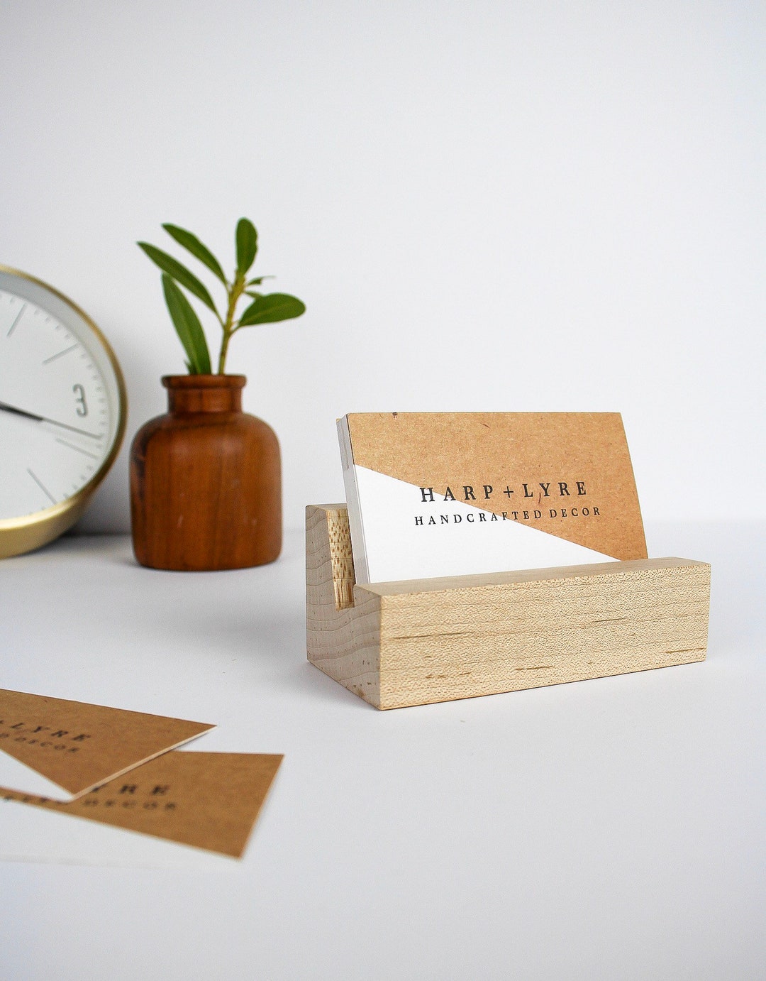 Natural Wood Business Card Holder - Business Cards - Wooden Recipe Card ...