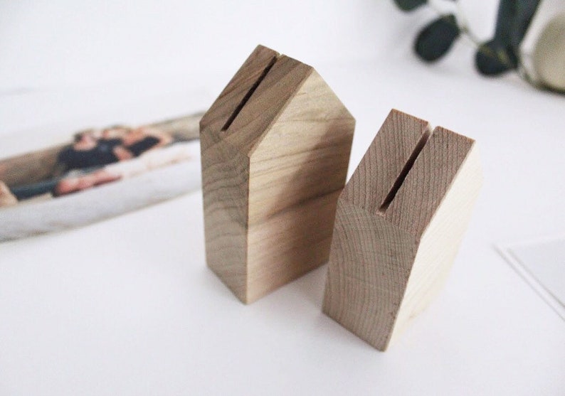 Set of 2 Wood Photo Stands Place Card Holder Wood Print | Etsy