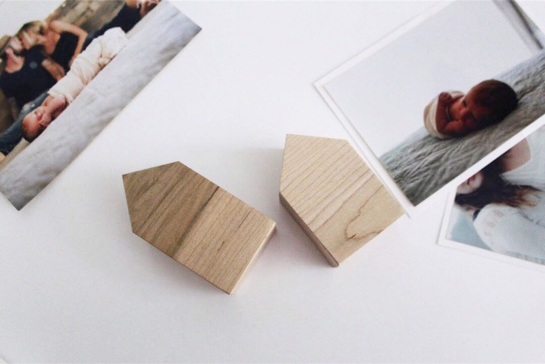 Set of 2 Wood Photo Stands - Place Card Holder - Wood Print Photo ...