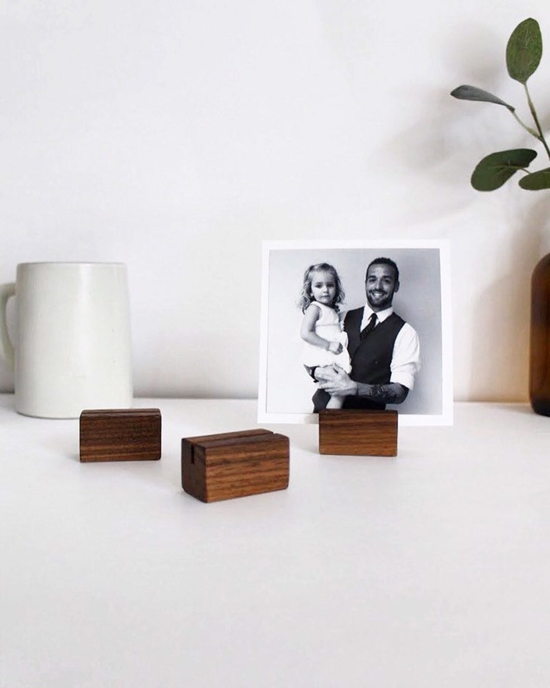 Walnut Wood Photo Stands - Place Card Holder - Wood Print Photo Stands ...