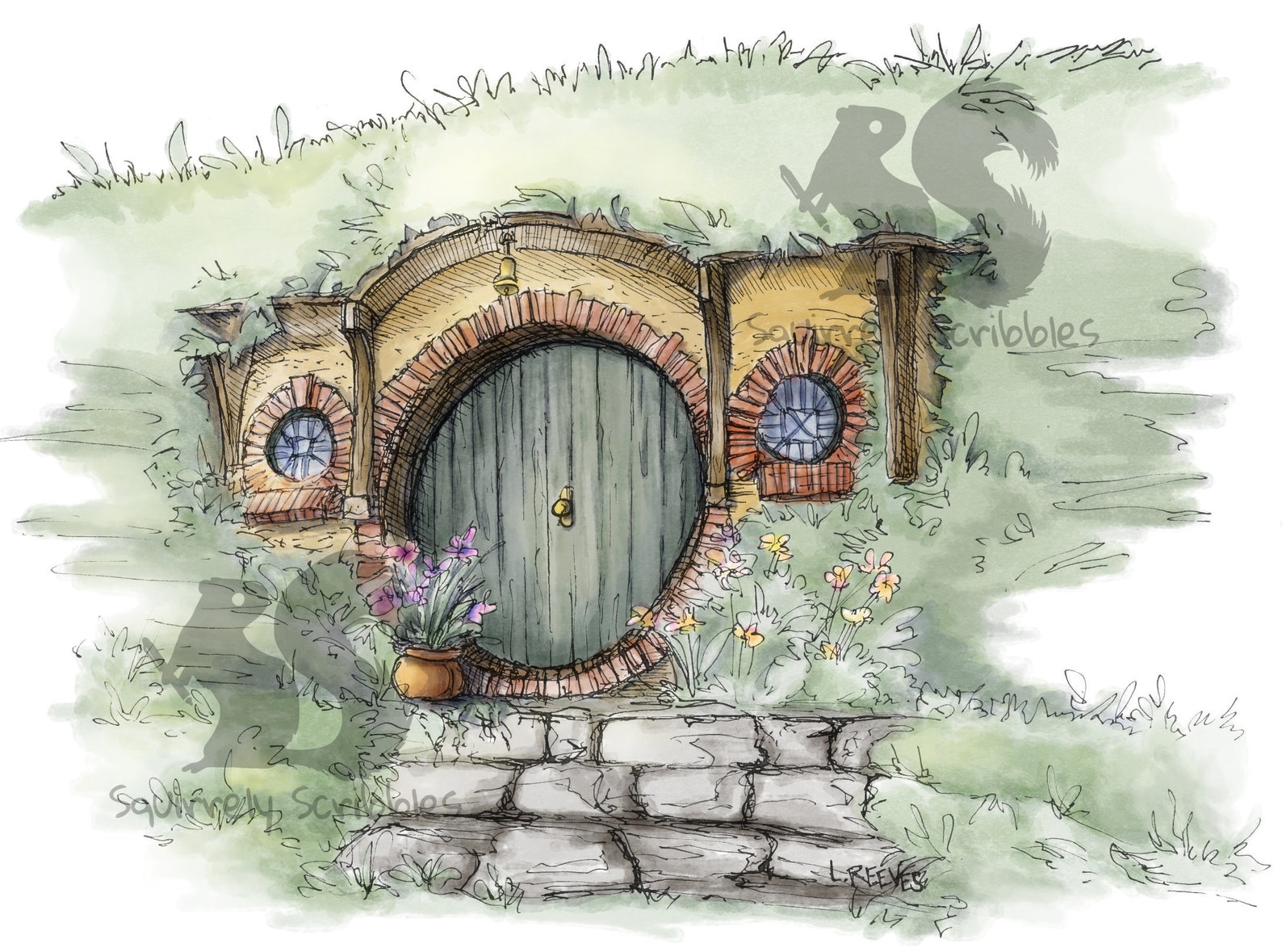 Hobbiton Hobbit Hole Drawing Print 8x11 - Etsy