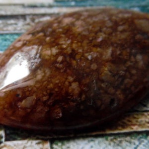 Deep Caramel Teardrop Stone With White Speckles, Large Pendant Bead ...