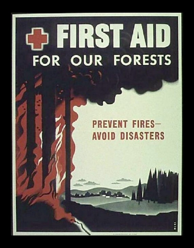 First aid for forests prevent forest fires. WWII era safety | Etsy