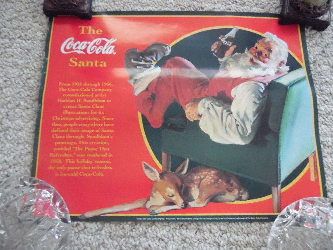 Coca Cola Advertising print/ poster featuring the Coke Santa. | Etsy