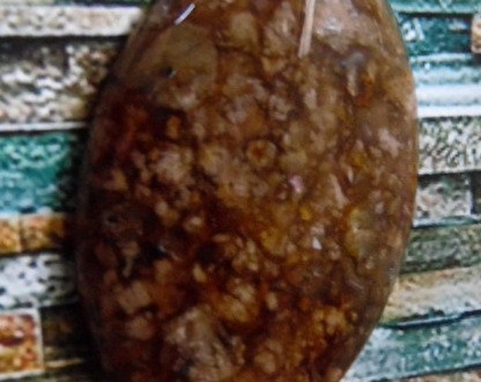 Deep Caramel Teardrop Stone With White Speckles, Large Pendant Bead ...