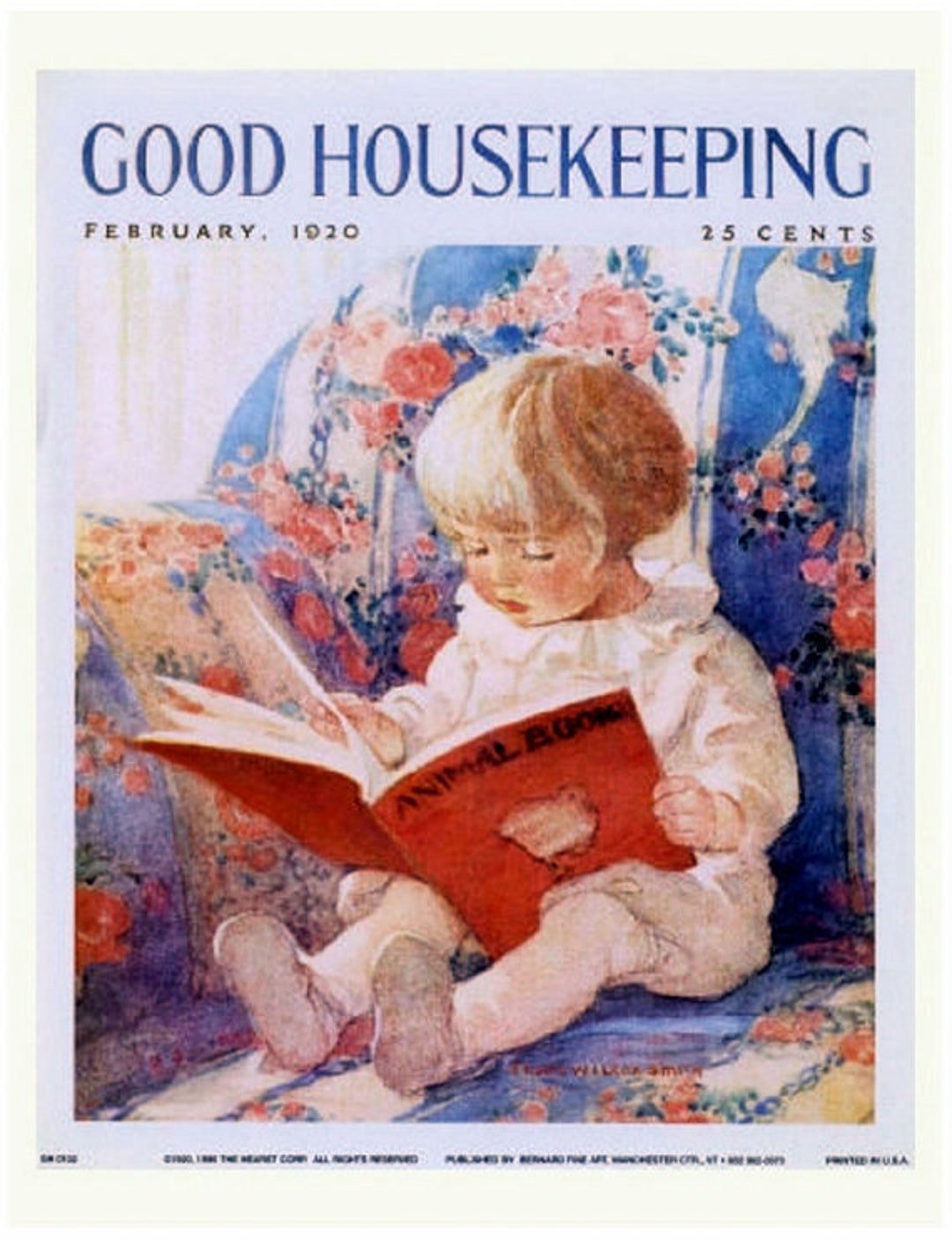 Good Housekeeping Magazine Cover, 1920, Blonde Child Reading Book ...