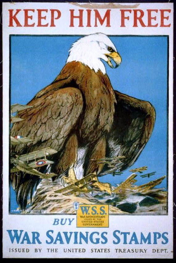 American Eagle WWI Enlistment Poster Charles Livingston Bull | Etsy