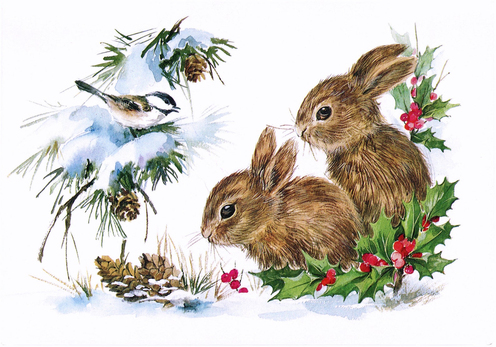 Pair spring Rabbits wildlife art easter decor spring easter | Etsy