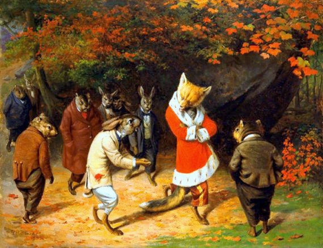 William Holbrook Beard, His Majesty Fox and Hares, Wildlife, Satire ...