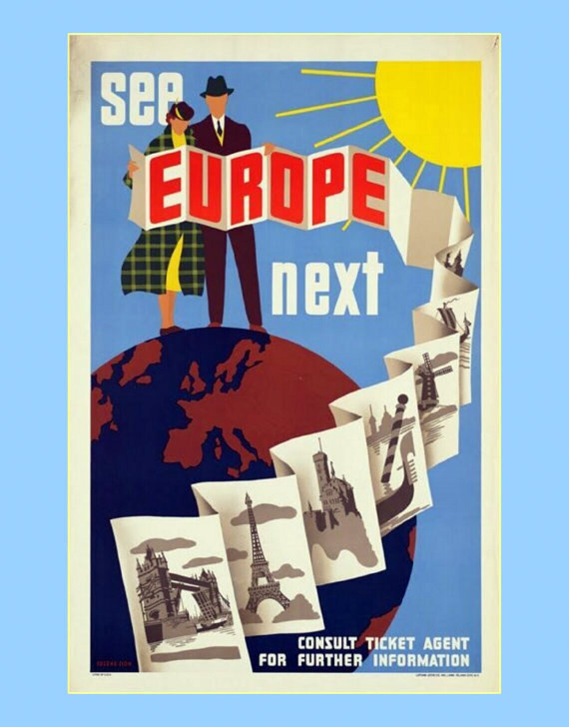 Travel Posters Vintage Tourism Poster See Europe Next - Etsy