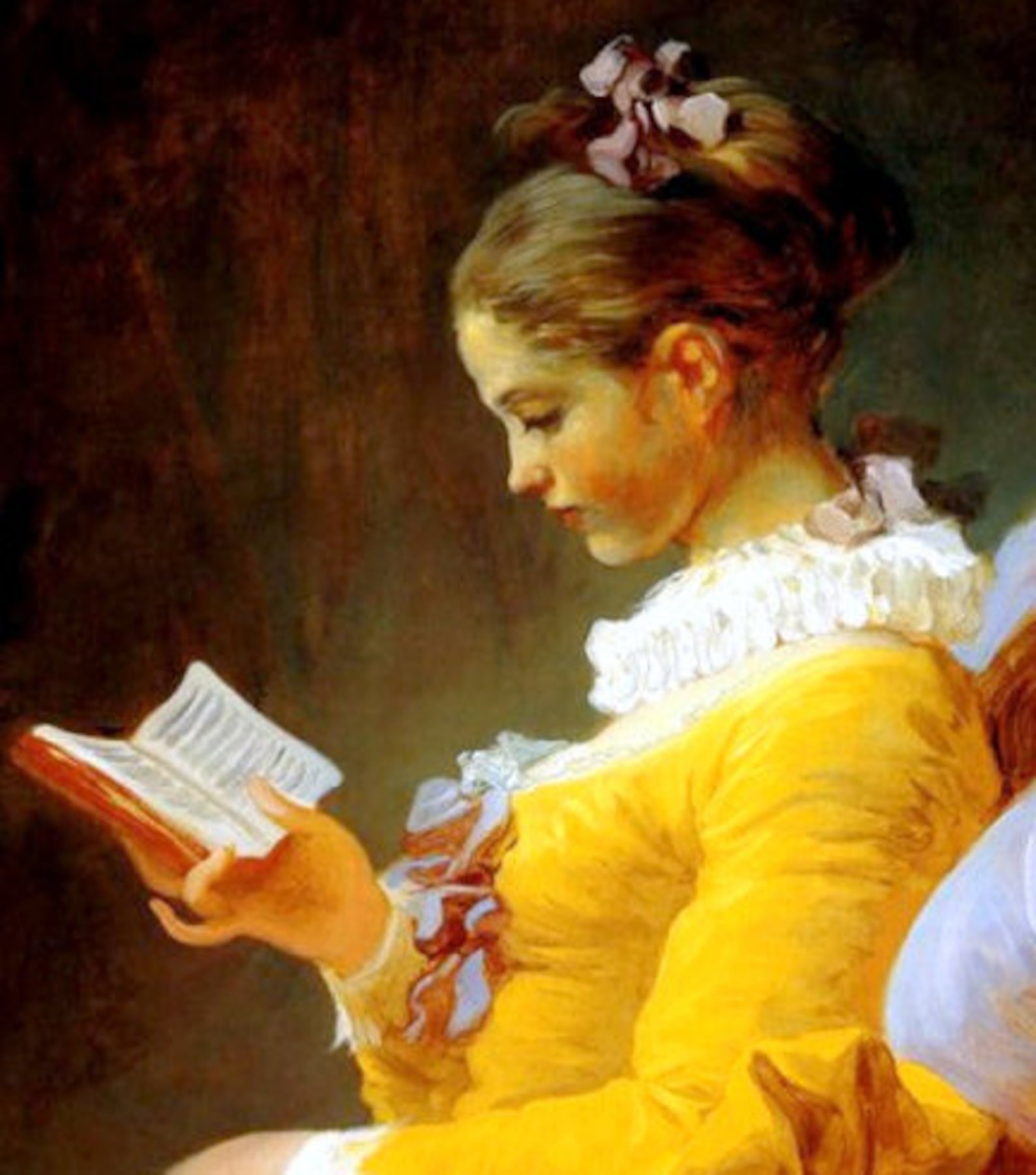 A Young Girl Reading a Book-1771, French Painting by Fragonard, Library ...