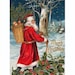 Victorian Christmas Print, 1800s Holiday Art,old World Santawoodland ...