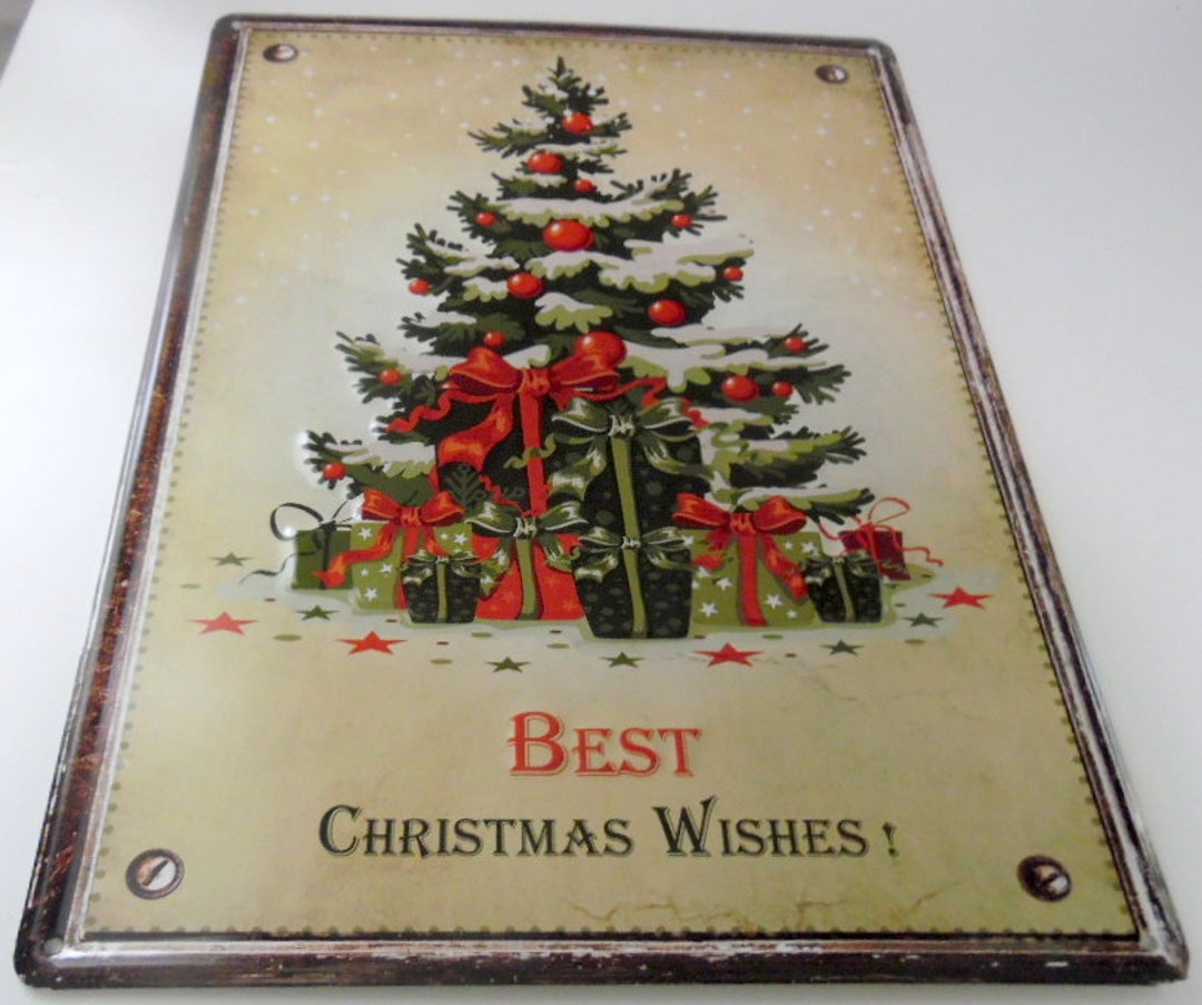 Best Christmas Wishes, Christmas Tin Sign, With Christmas Tree ...