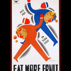Eat-more-fruit-vintage-poster-health, Healthy Eating, Mid Century Wpa ...