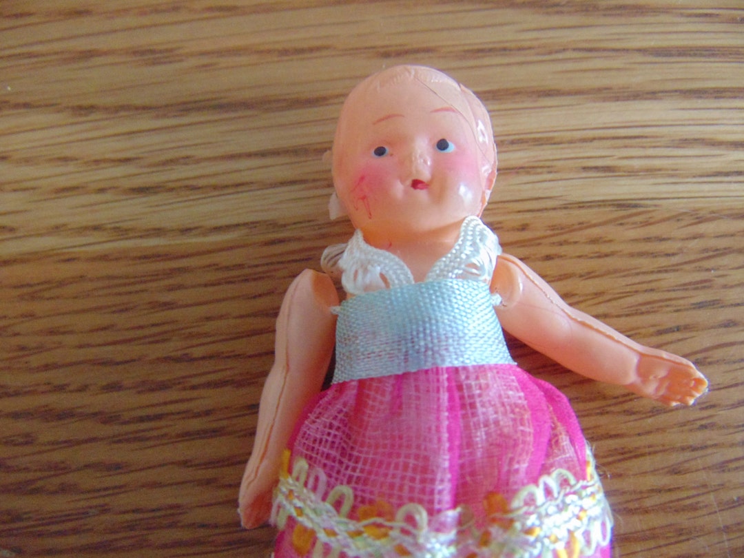 Small, Vintage Plastic, GIRL Doll for Dollhouse. Molded, Plastic Doll ...