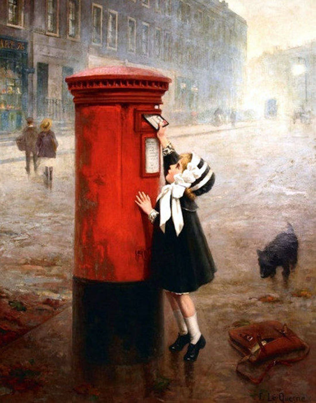 The Pillar Box, A Letter to Daddy, Fernand Le Quesne, 1917, Antique ...
