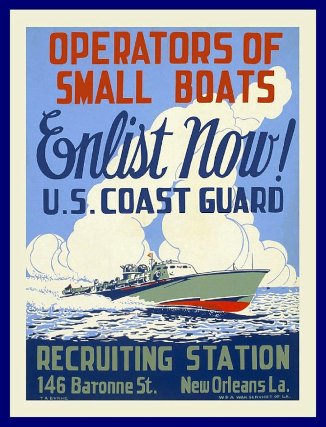 WwII US Coast Guard Small Boats Recruitment posters | Etsy