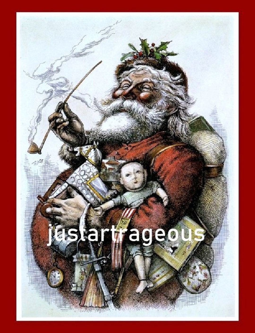 Thomas Nast, Merry Old Santa, 1880,christmas, Antique Holiday Art, Olde ...