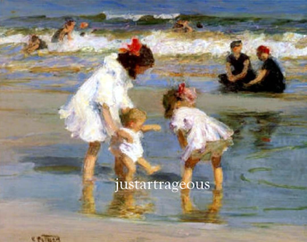 Children Playing at the Seashore, Claude Monet, Ocean, Boy, Girl ...