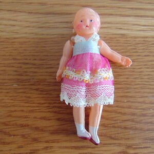 Small, Vintage Plastic, GIRL Doll for Dollhouse. Molded, Plastic Doll ...