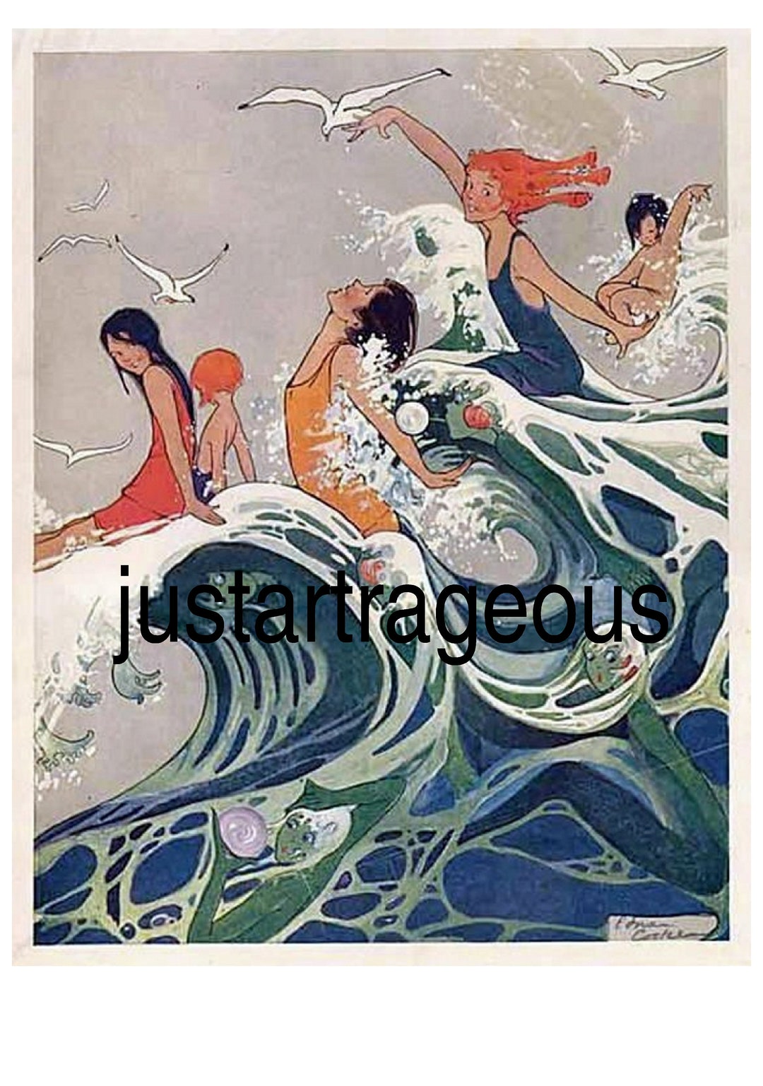 Mermaids Frolick in the Sea, 1910, Edna Cooke, Book Illustration ...