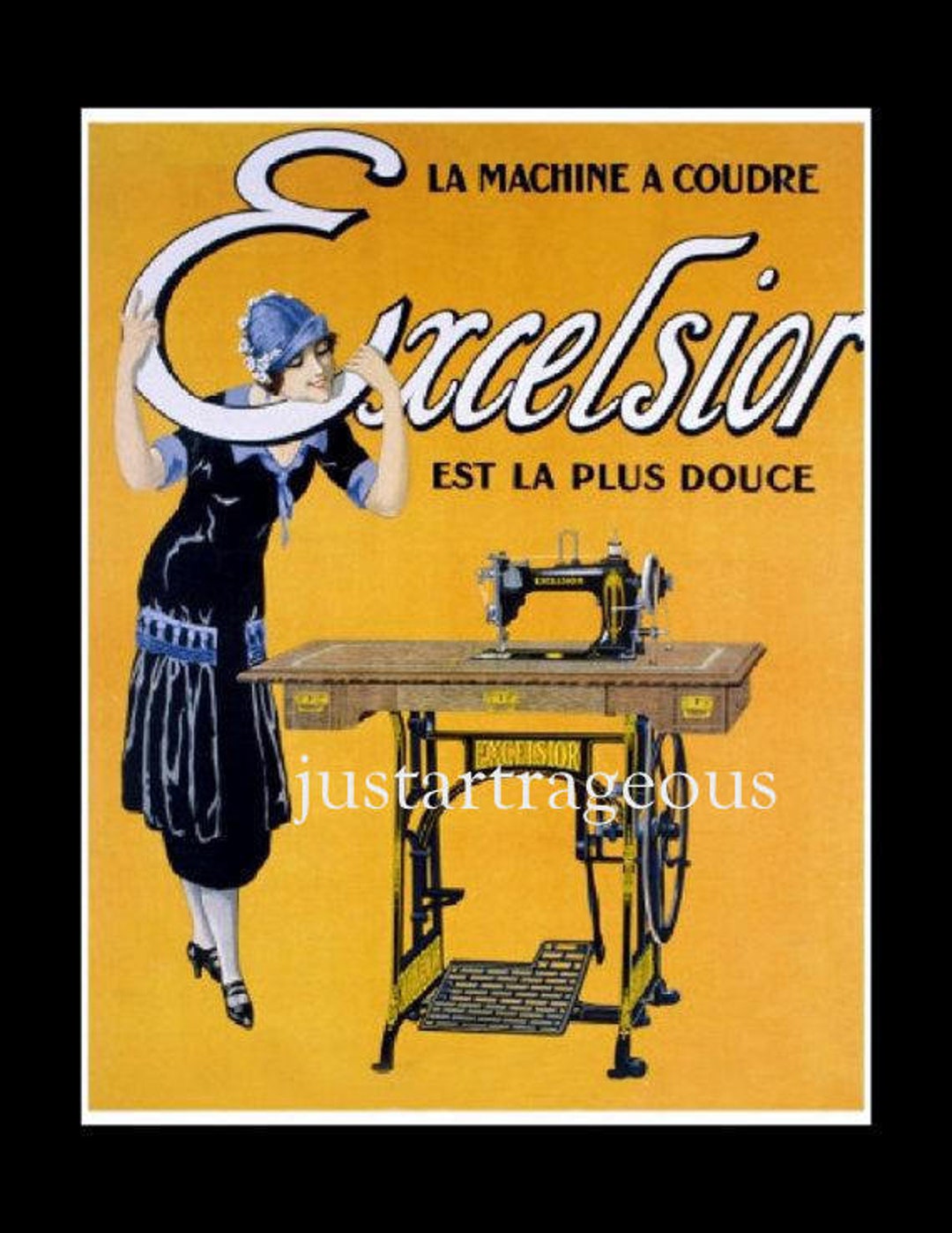 Vintage French Sewing Machine Advertisement, Excelsior, Antique Sewing ...