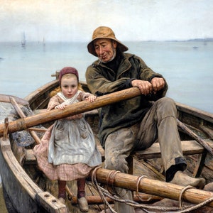 Helping Hand, 1881, Emile Renouf, Fisherman, Boating, Old Fisherman ...